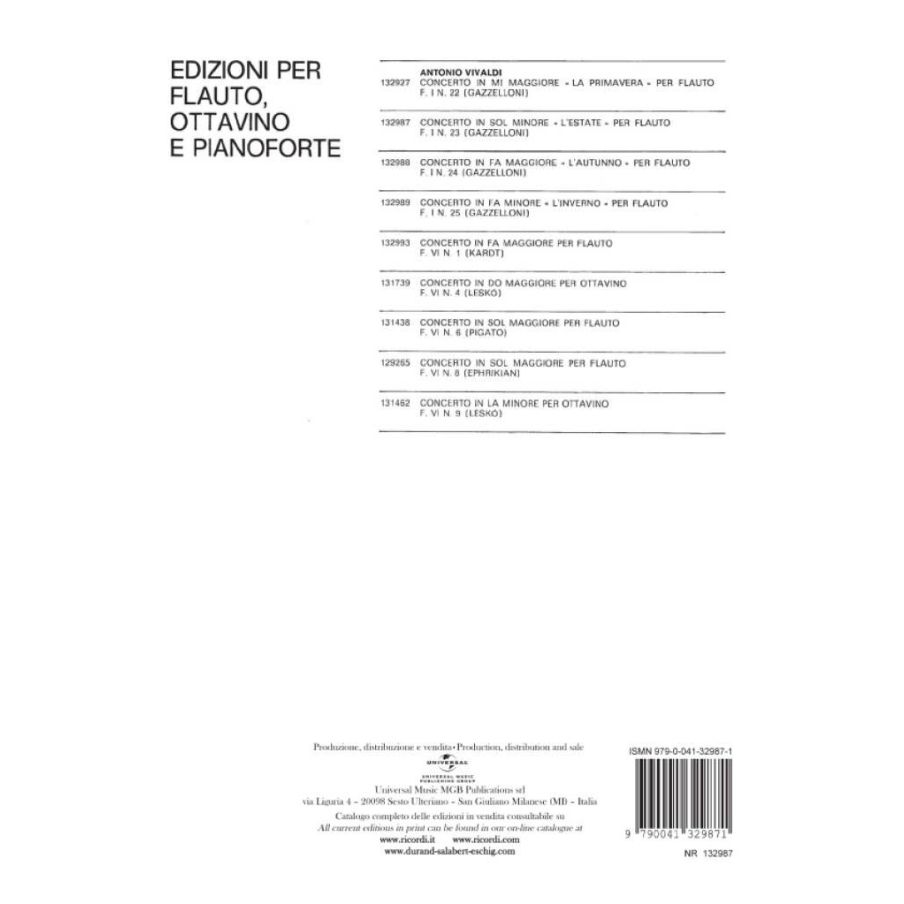 Vivaldi Antonio Concerto In Sol Minore Lestate Rv 315